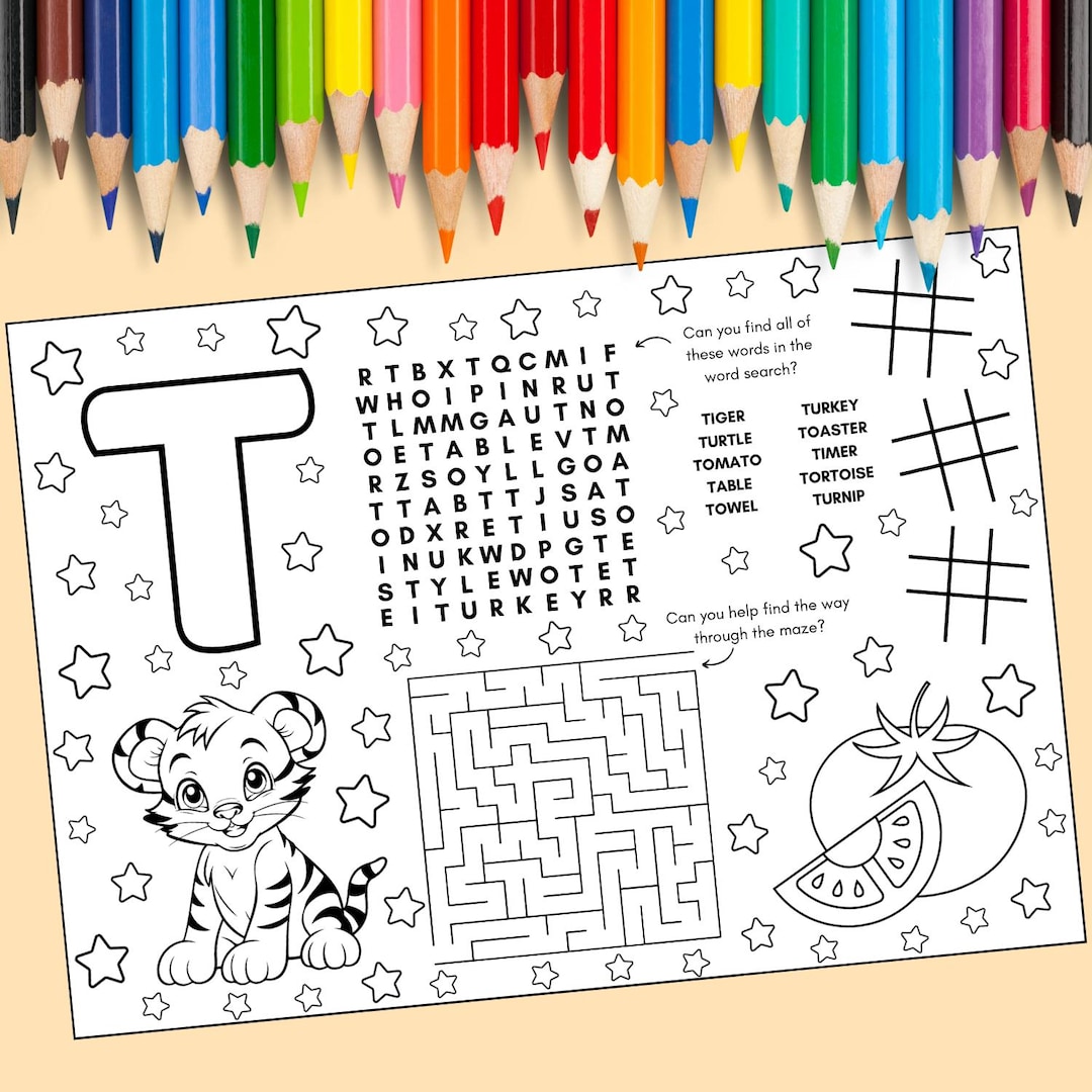A4 Letter "t” Alphabet Activity Sheet - Educational PDF Digital ...