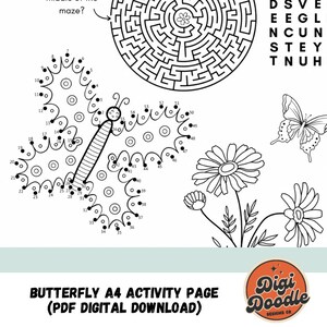 A4 Birthday Butterfly Activity Sheet - Printable PDF Digital Download ...