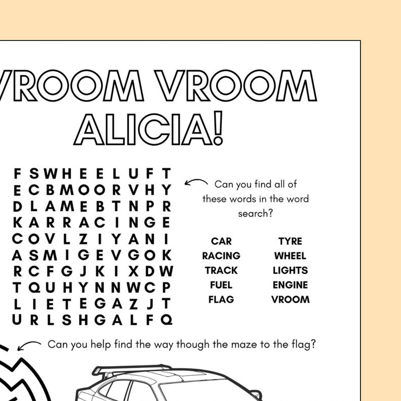 Editable A4 Racing Car Activity Page Canva Template - Etsy