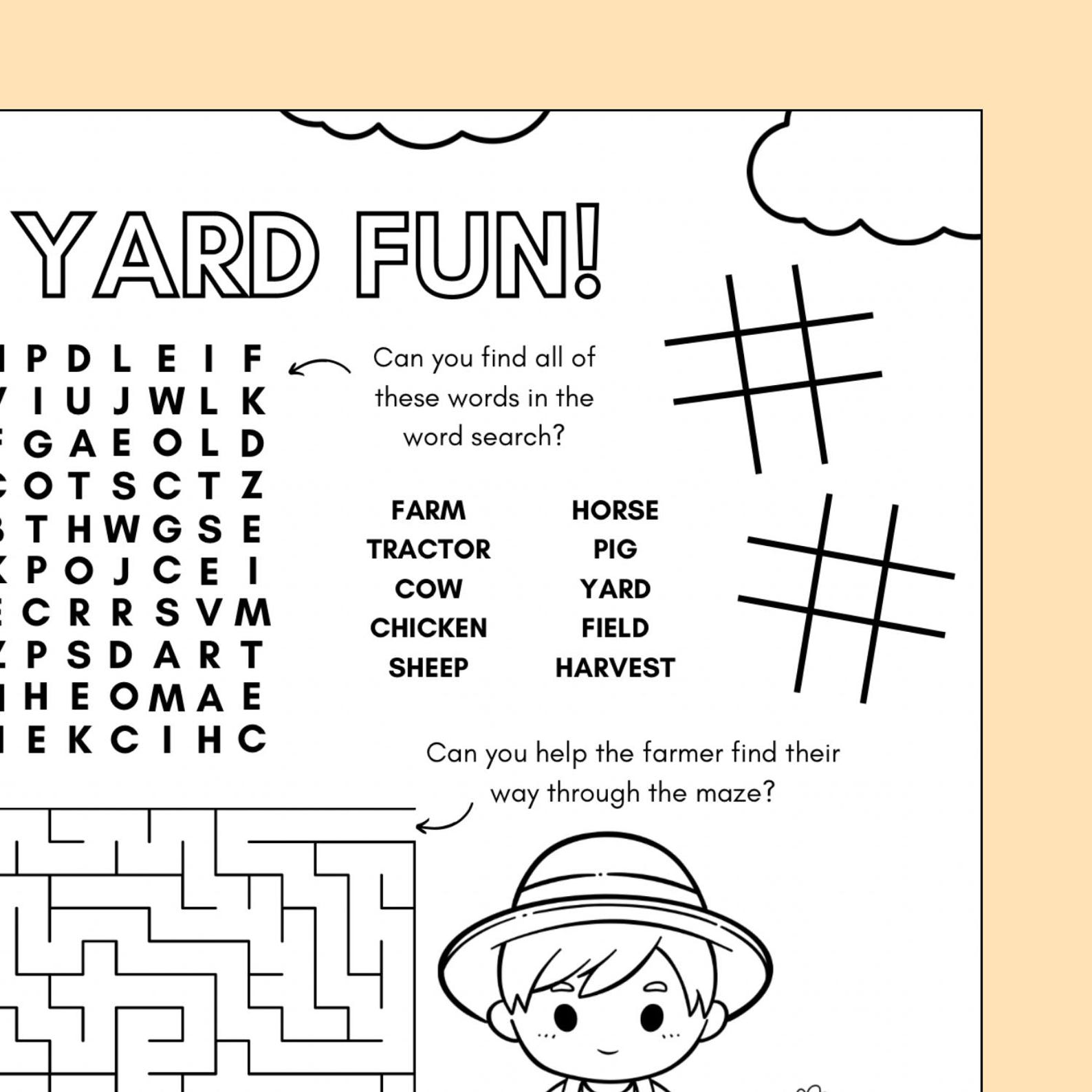 A4 Farm Yard Activity Sheet - Printable PDF Digital Download - Etsy