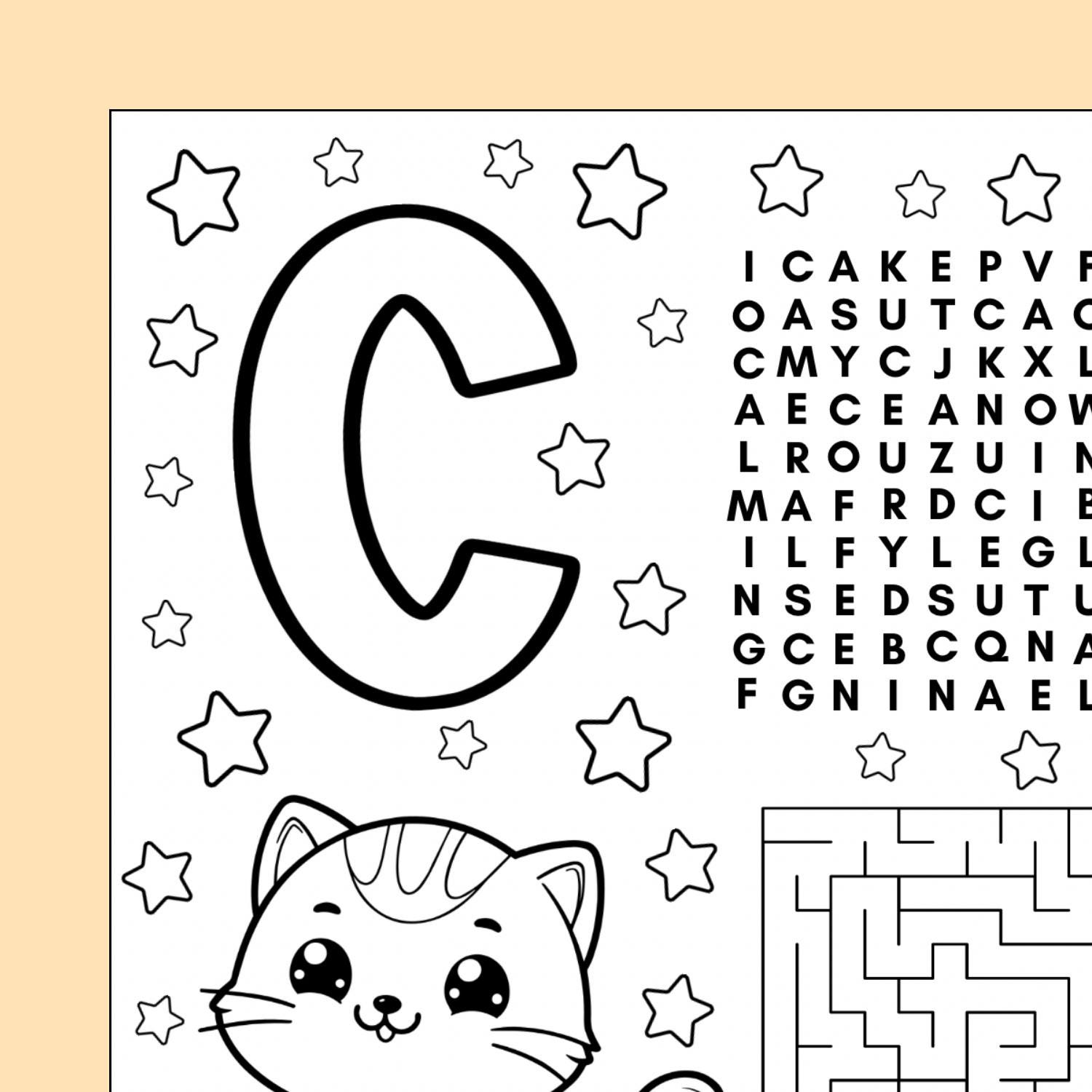 A4 Letter "c" Alphabet Activity Sheet - Educational PDF Digital ...