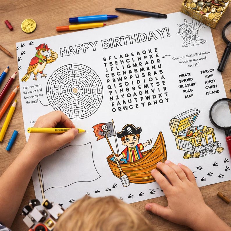 A4 Happy Birthday Pirates Activity Page - Printable PDF Digital ...