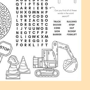 A4 Construction Activity Sheet - Printable PDF Digital Download - Etsy