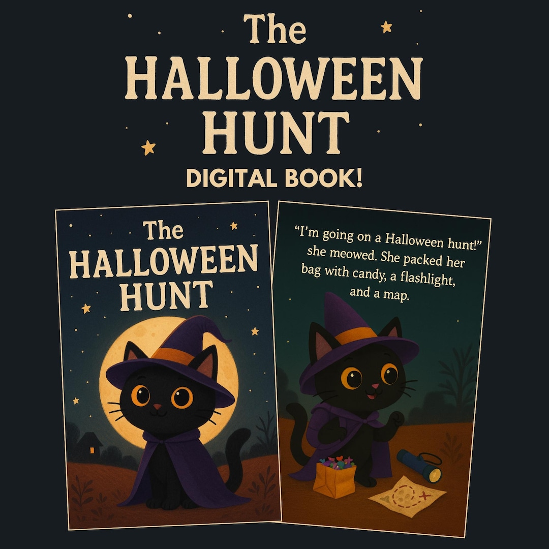 Halloween Hunt Kids Book | Witch Cat Story (PDF Download) - Etsy