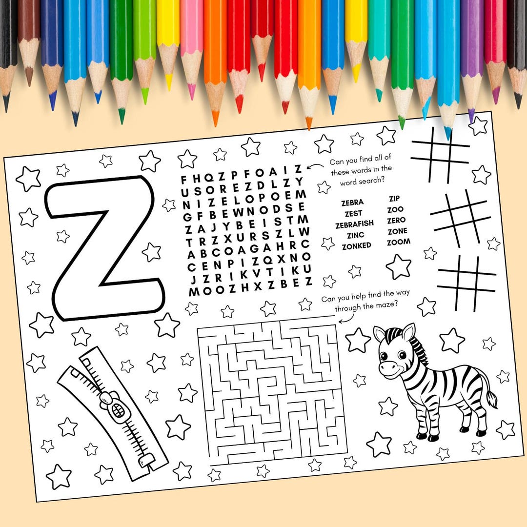 A4 Letter "z” Alphabet Activity Sheet - Educational PDF Digital ...