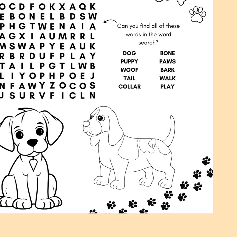 A4 Dogs Birthday Activity Sheet - Printable PDF Digital Download - Etsy
