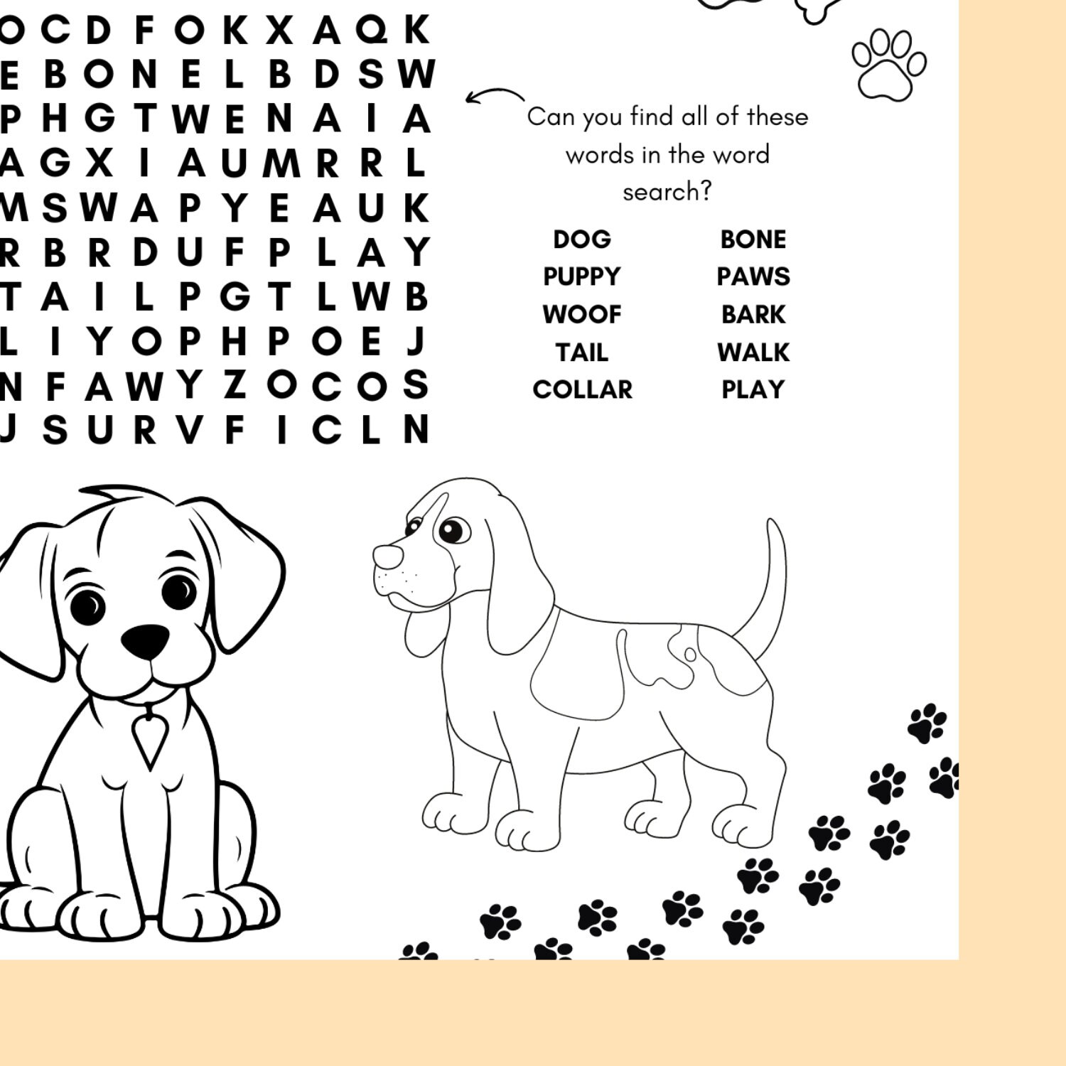 A4 Dogs Birthday Activity Sheet - Printable PDF Digital Download - Etsy