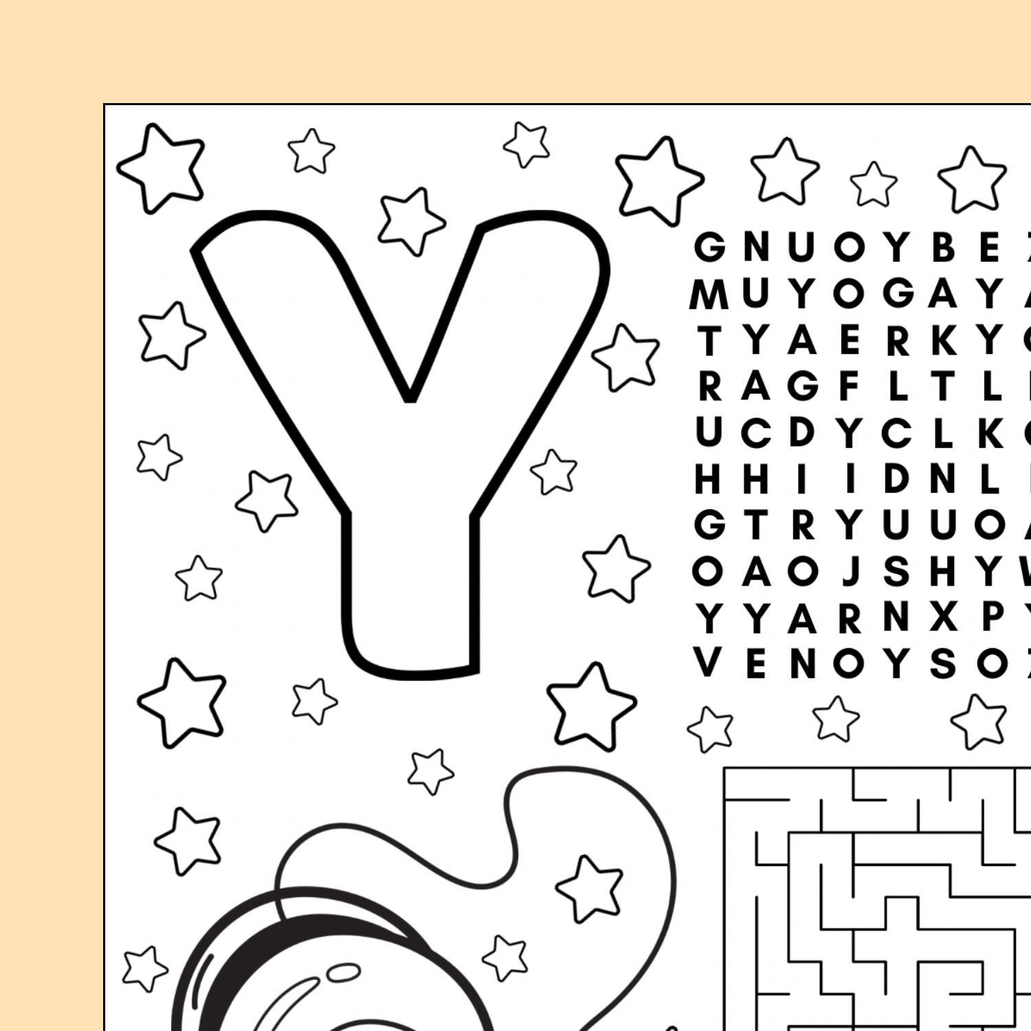 A4 Letter "y” Alphabet Activity Sheet - Educational PDF Digital ...