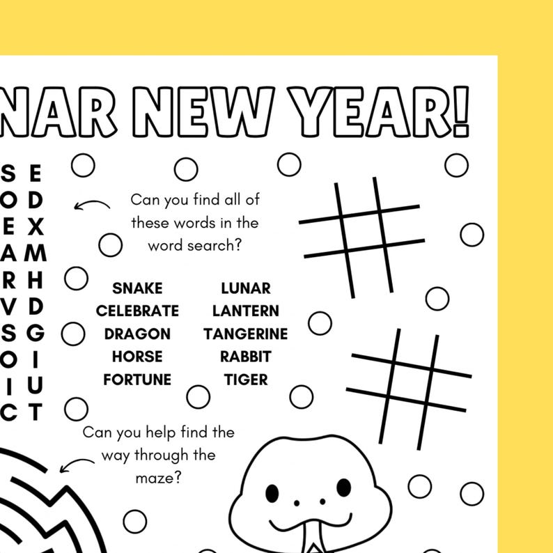 Lunar New Year A4 Activity Sheet PDF | Digital Download - Etsy