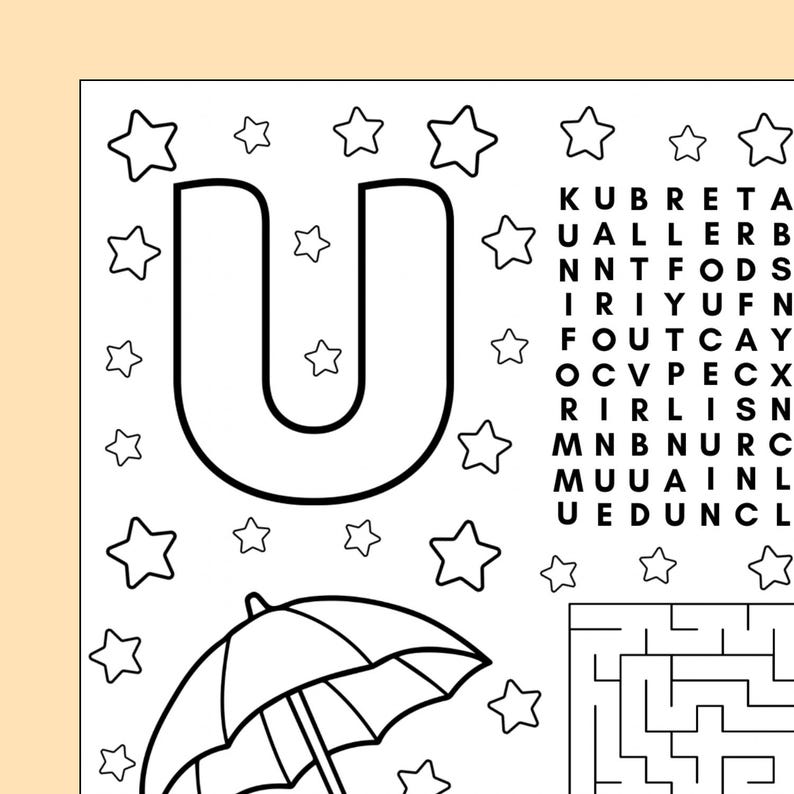 A4 Letter "u” Alphabet Activity Sheet - Educational PDF Digital ...