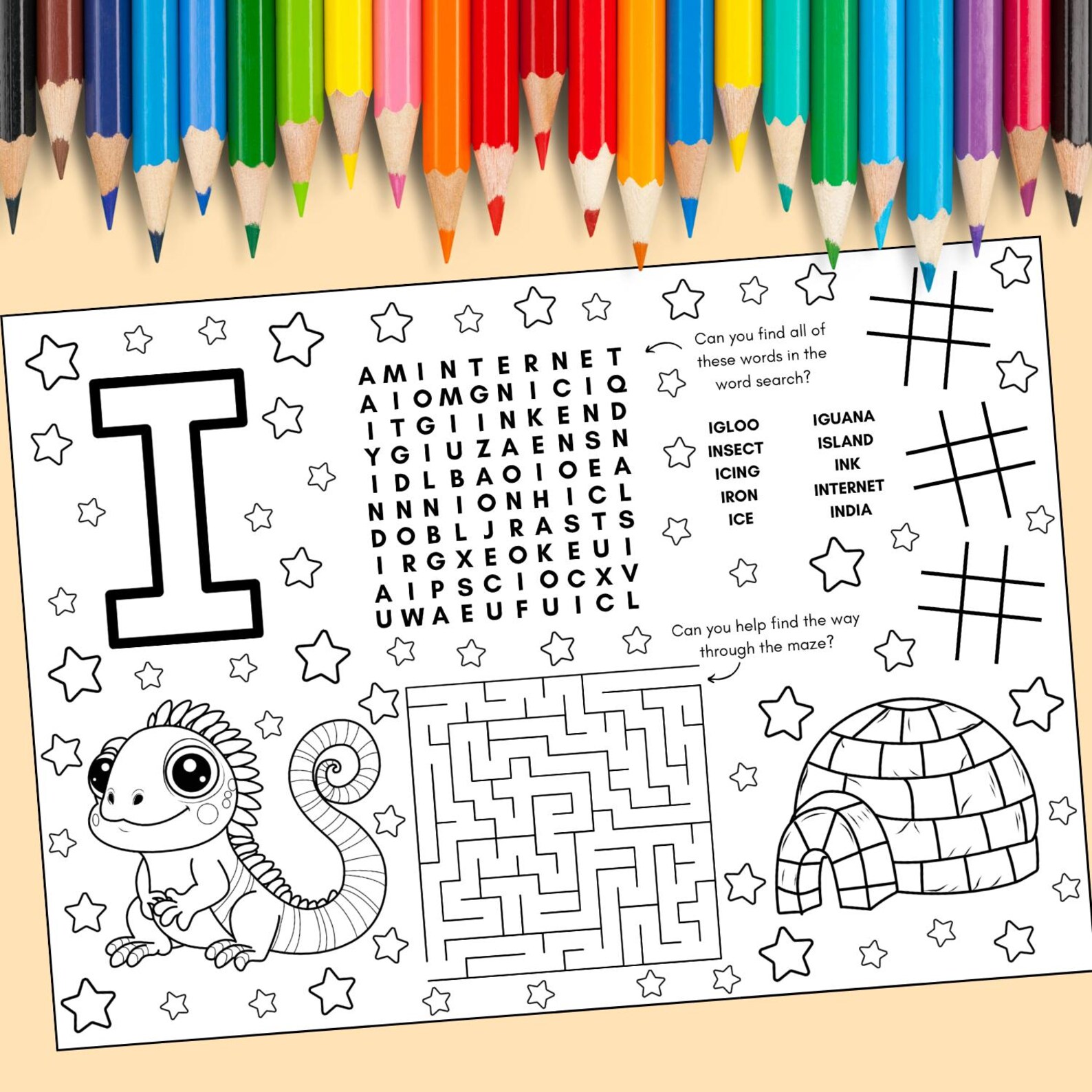 A4 Letter "i" Alphabet Activity Sheet - Educational PDF Digital ...