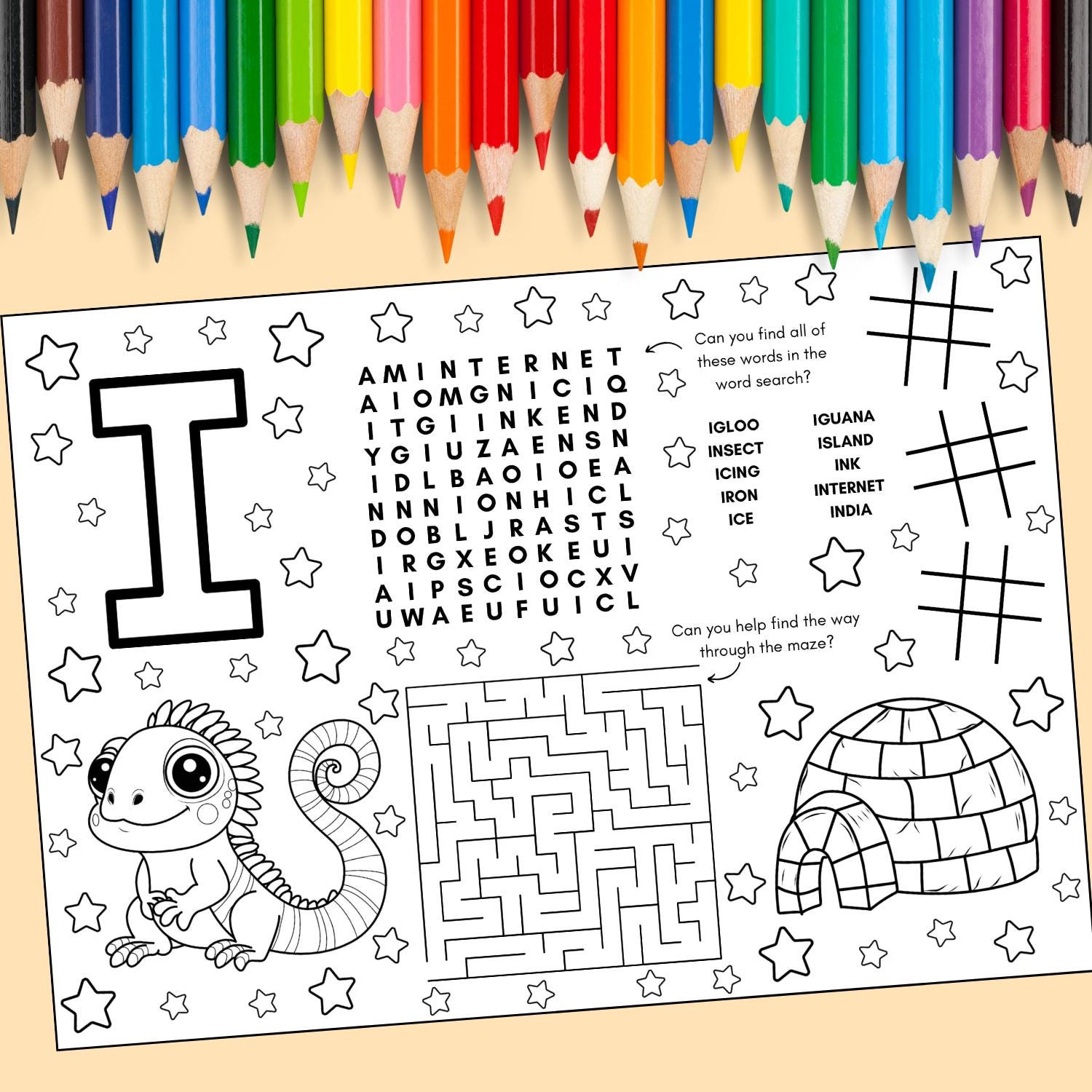 A4 Letter "i" Alphabet Activity Sheet - Educational PDF Digital ...