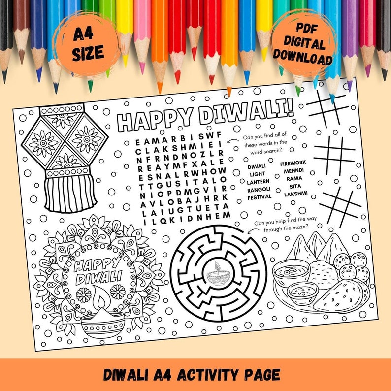A4 Diwali Activity Page | Fun & Educational Diwali Coloring Puzzle ...