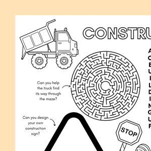 A4 Construction Activity Sheet - Printable PDF Digital Download - Etsy