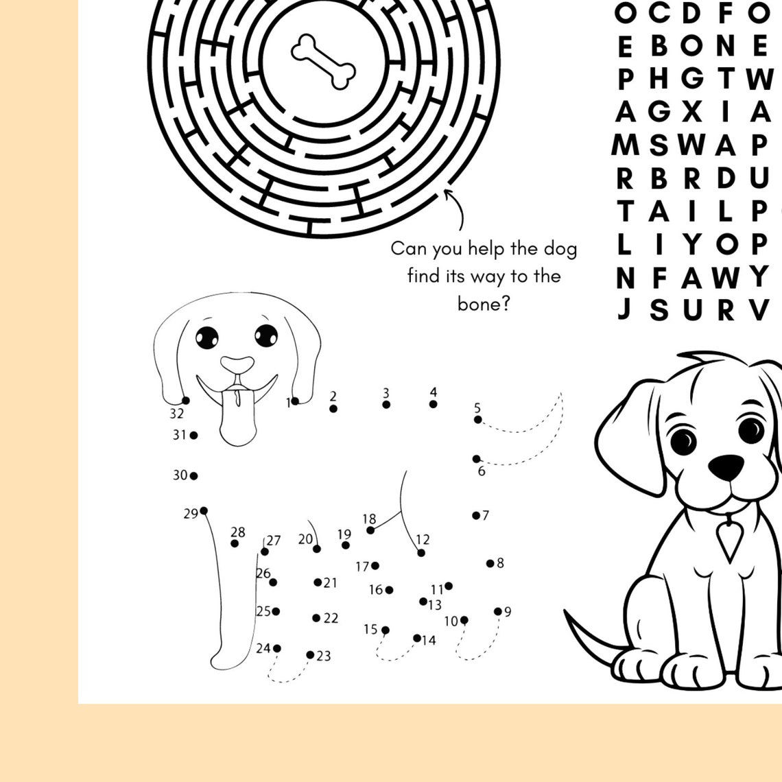 A4 Dogs Activity Sheet - Printable PDF Digital Download - Etsy