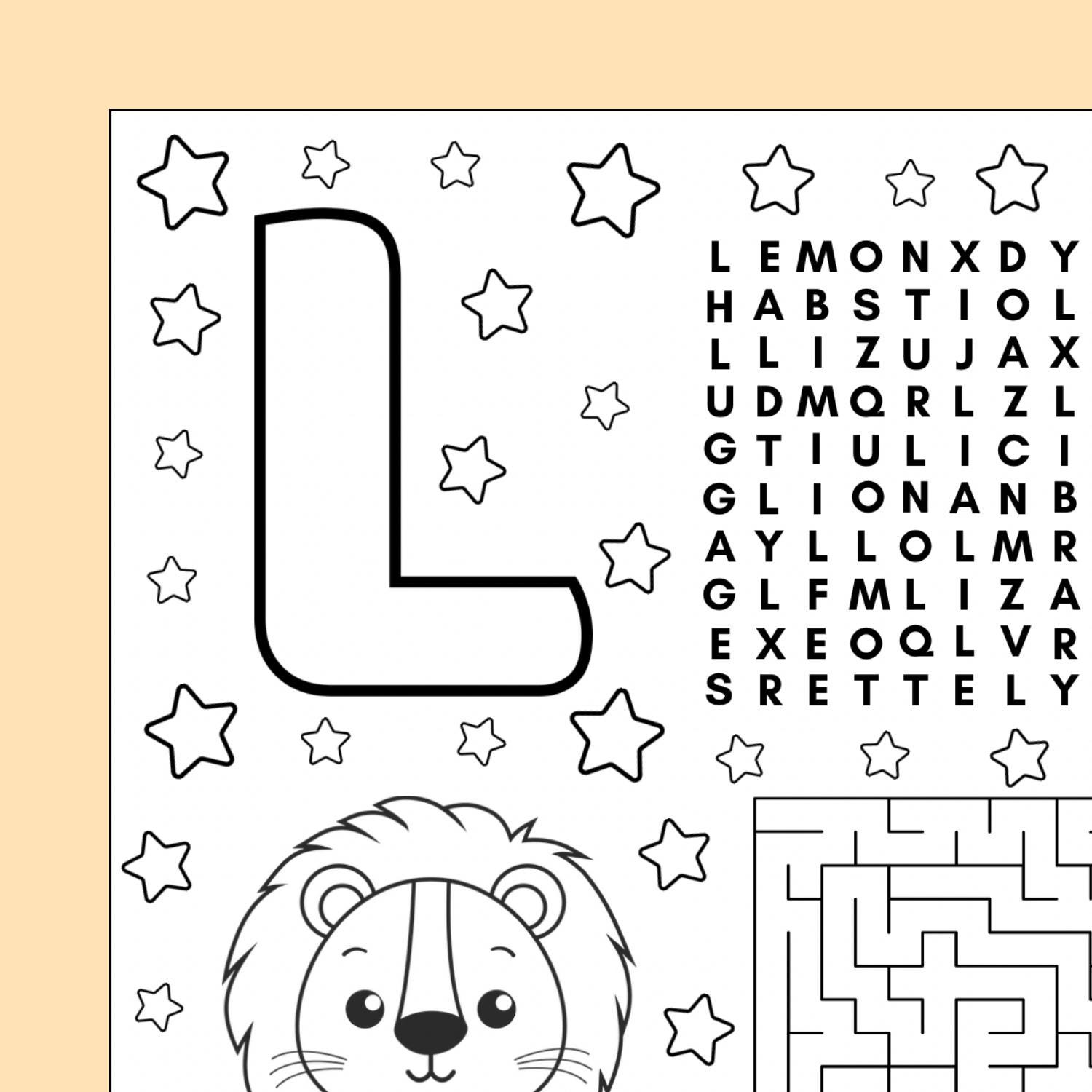 A4 Letter "l" Alphabet Activity Sheet - Educational PDF Digital ...