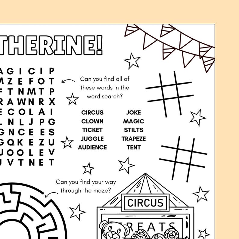 Printable Editable Circus Activity Page | Fun A4 Canva Template ...