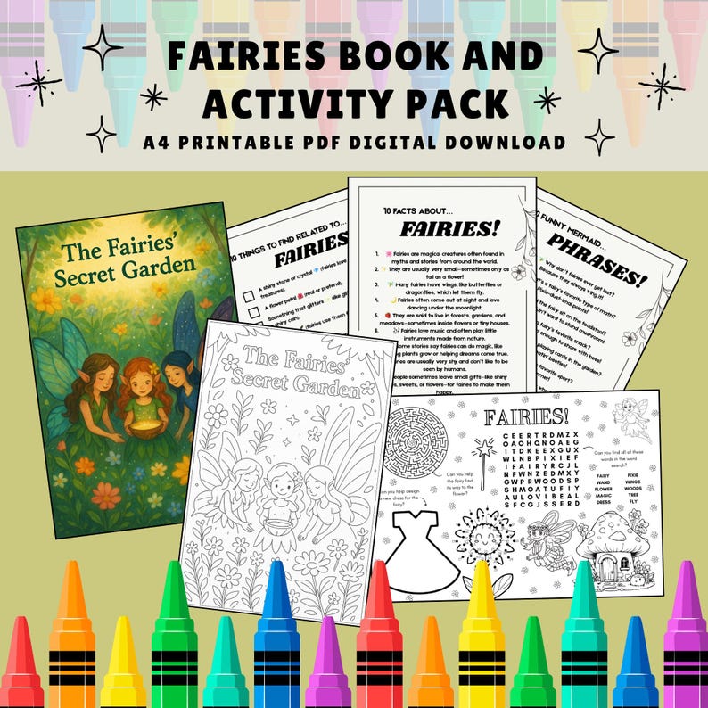 Fairy Activity Pack Printable | Storybook, Coloring Book, Games (PDF ...