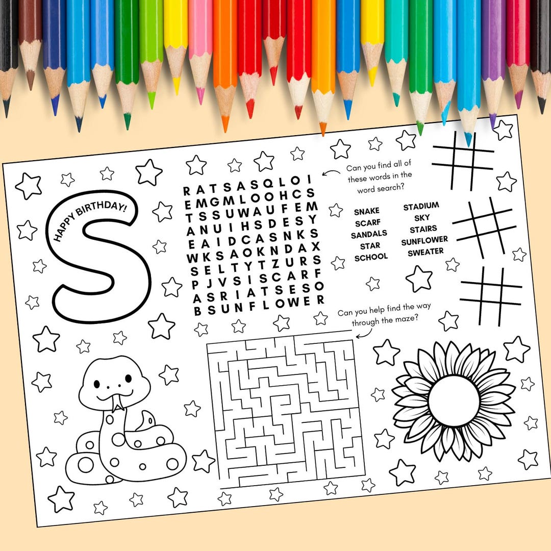 A4 Letter S Alphabet Birthday Activity Sheet - Fun Printable PDF for ...