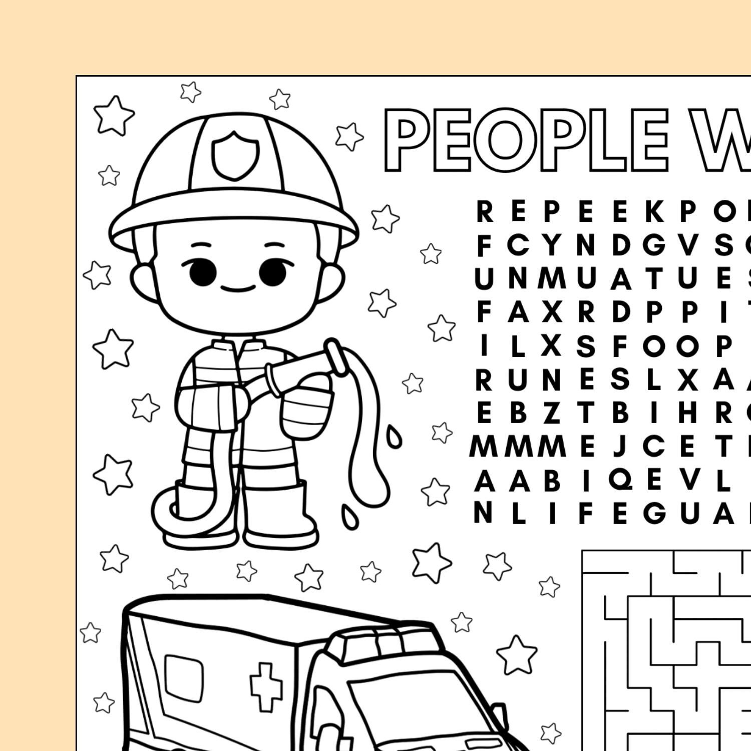 A4 People Who Help Us Activity Page | Fun & Educational PDF Printable ...