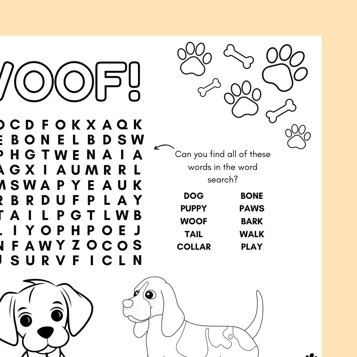 A4 Dogs Activity Sheet - Printable PDF Digital Download - Etsy