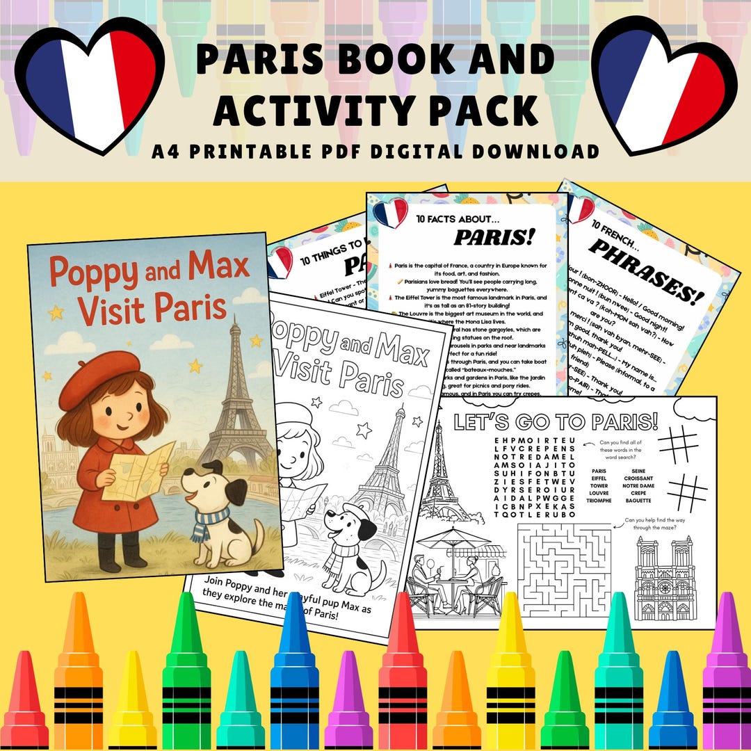 Paris Activity Pack for Kids – Story, Coloring Book, Scavenger Hunt ...