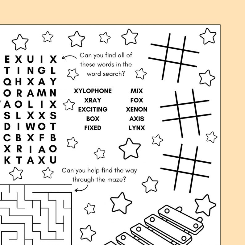 A4 Letter "x” Alphabet Activity Sheet - Educational PDF Digital ...