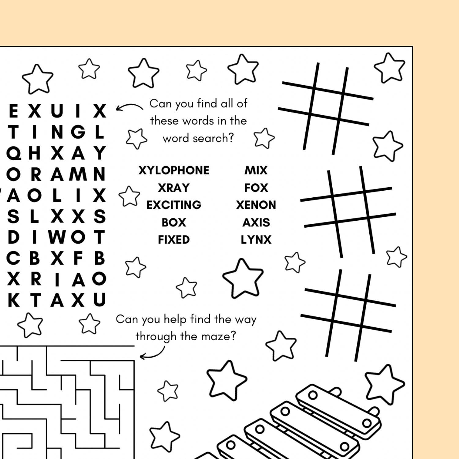 A4 Letter "x” Alphabet Activity Sheet - Educational PDF Digital ...