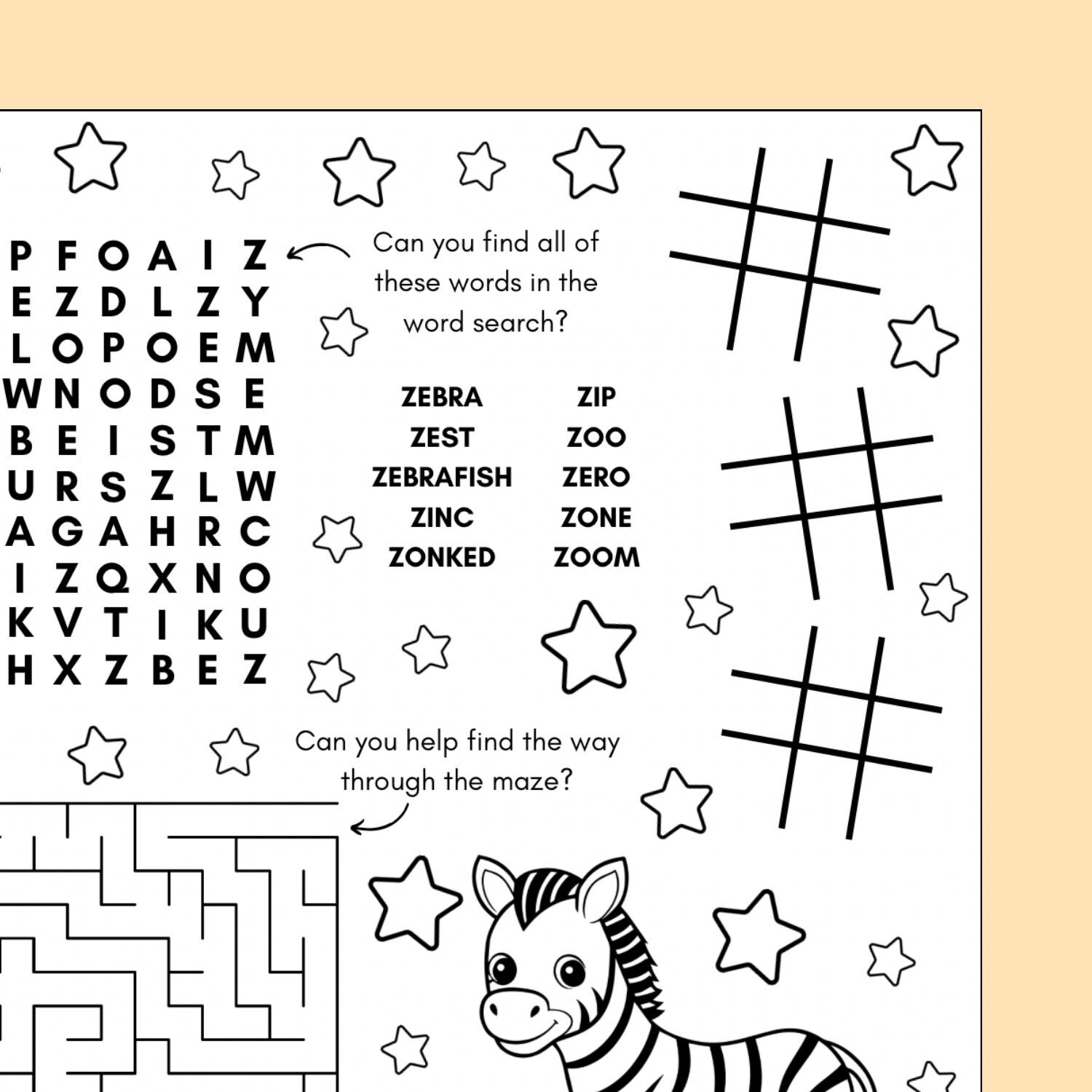 A4 Letter "z” Alphabet Activity Sheet - Educational PDF Digital ...
