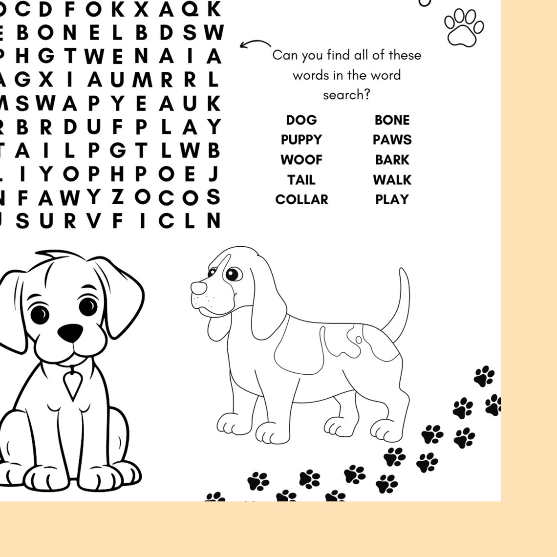 A4 Dogs Activity Sheet - Printable PDF Digital Download - Etsy