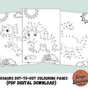Dinosaur Dot-to-dot Coloring Pages for Kids - 12 Printable A4 PDF ...