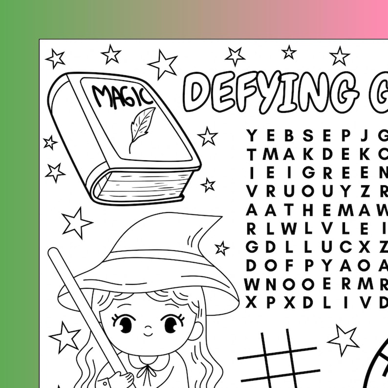 A4 Defying Gravity Wicked Activity Sheet PDF | Fun Wicked Musical ...