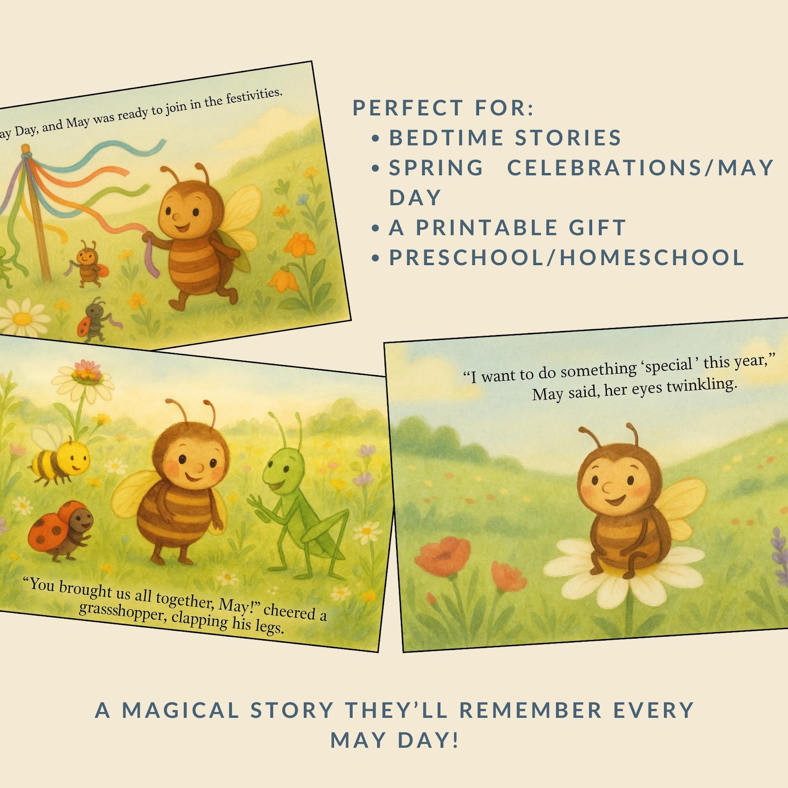 May the May Bug’s May Day Adventure – A4 Printable PDF Children’s Book ...