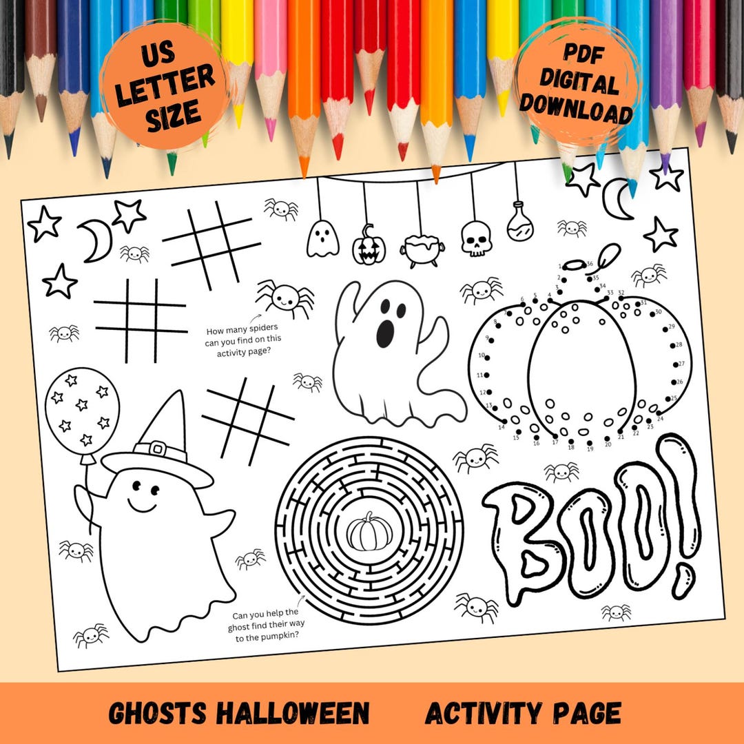 Halloween Ghosts Activity Page: Printable Kids Game (US Letter PDF) - Etsy