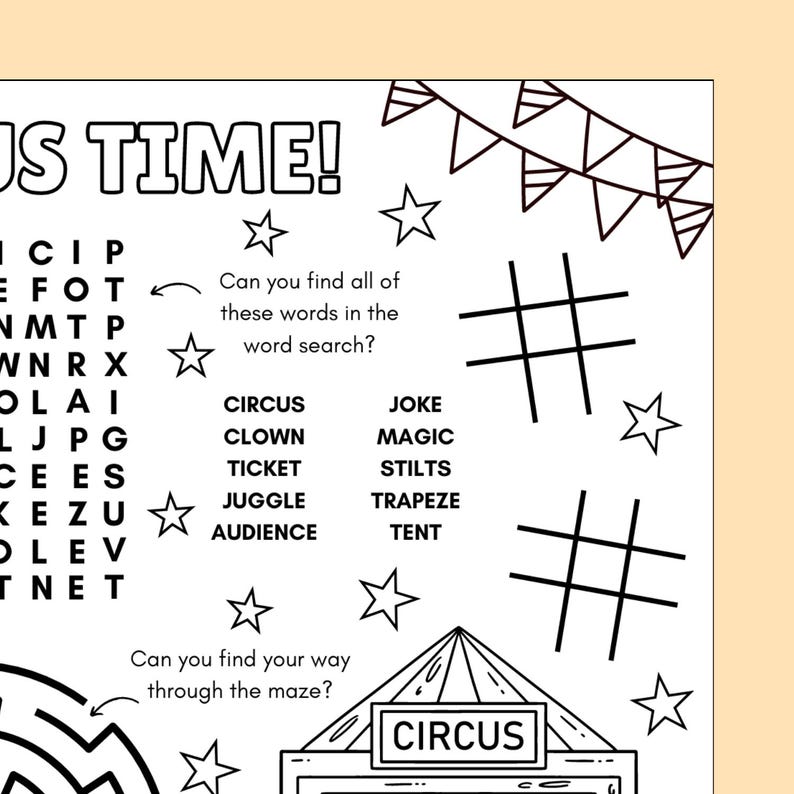 Printable Circus Activity Page | Fun A4 PDF Download | Circus Themed ...