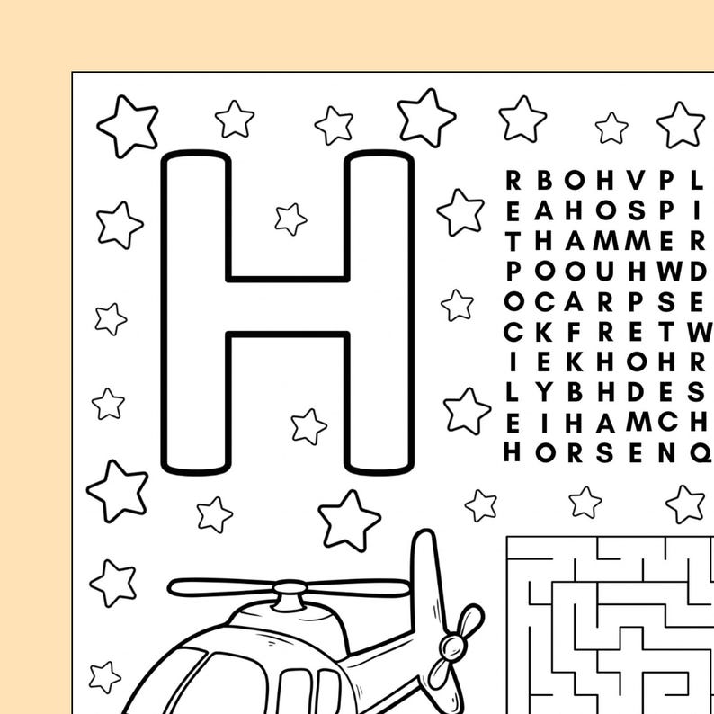 A4 Letter "h" Alphabet Activity Sheet - Educational PDF Digital ...