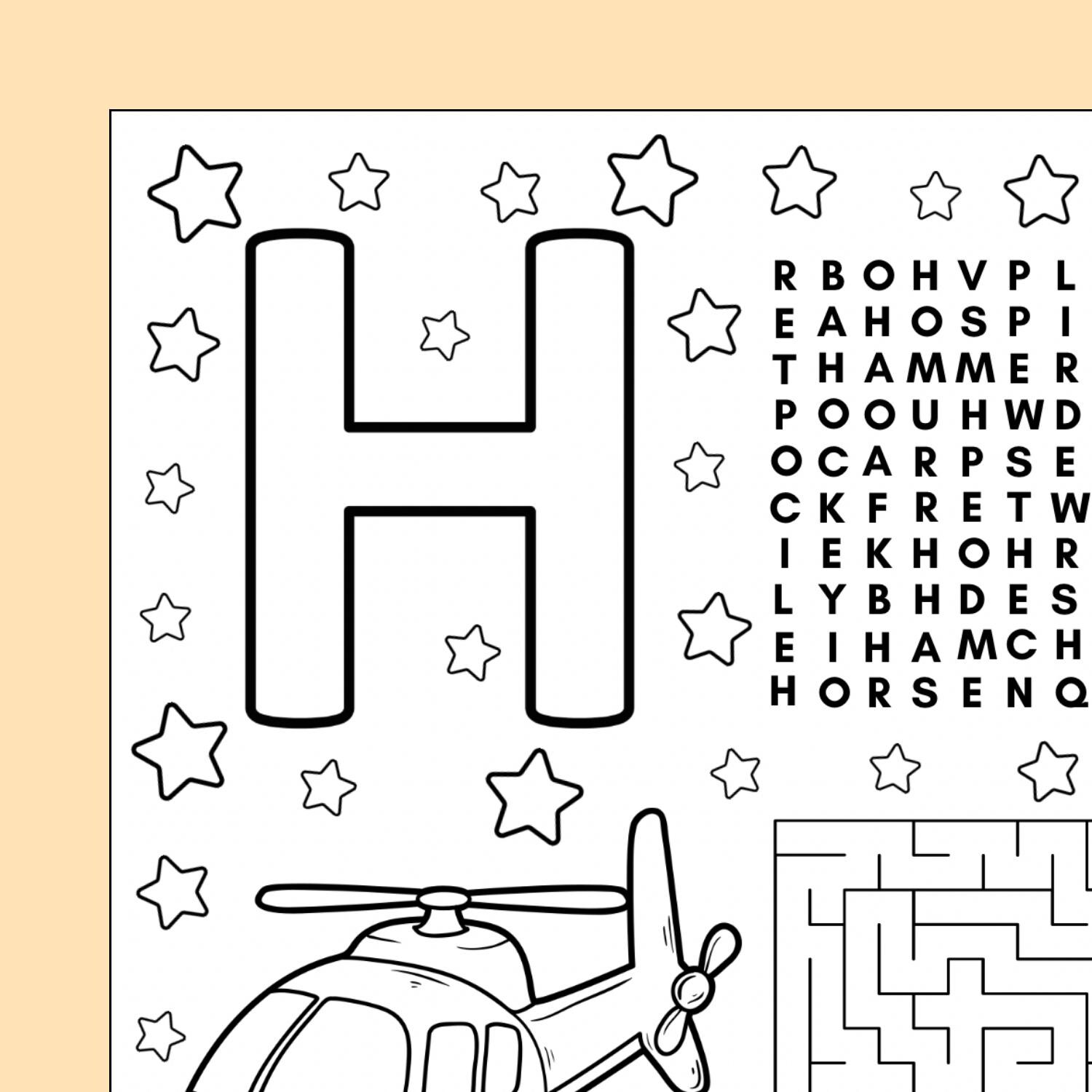 A4 Letter "h" Alphabet Activity Sheet - Educational PDF Digital ...