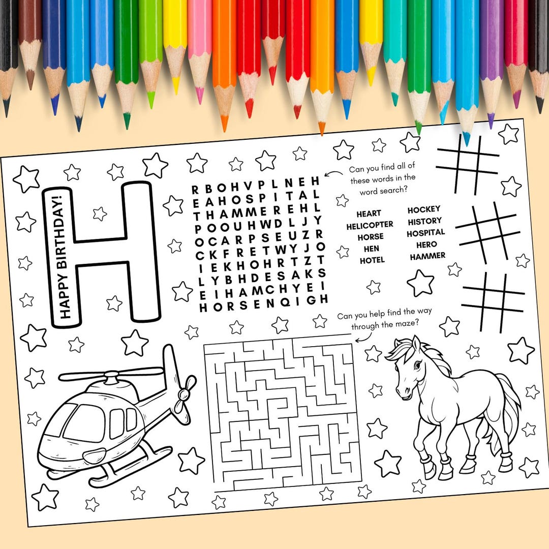 A4 Letter H Alphabet Birthday Activity Sheet - Fun Printable PDF for ...
