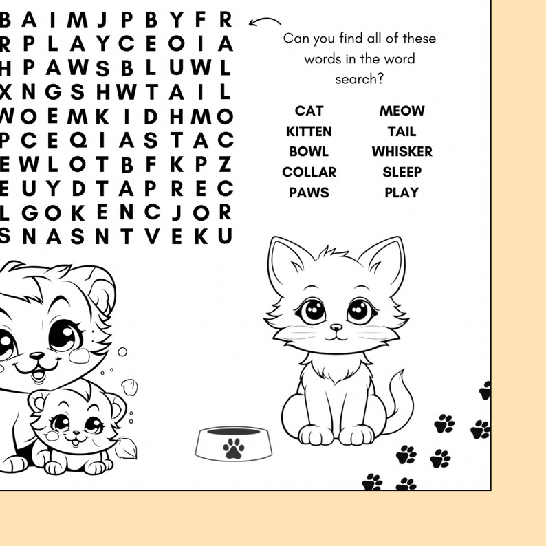 A4 Cats Birthday Activity Sheet - Printable PDF Digital Download - Etsy