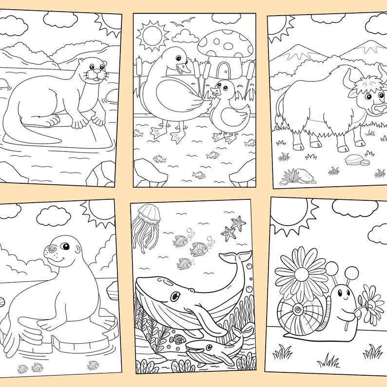 25 A4 Animal Colouring Pages - Printable PDF Digital Download - Etsy