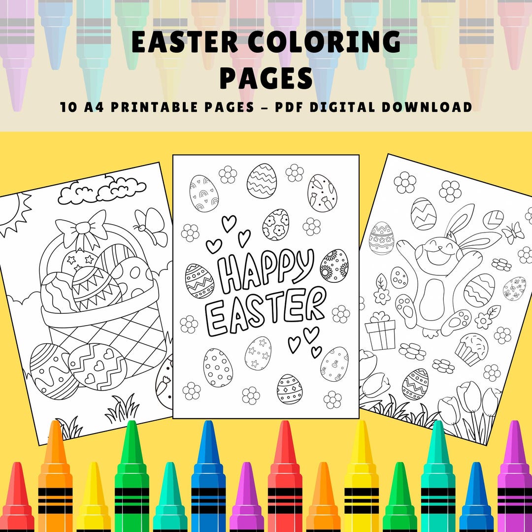 10 Easter Coloring Pages A4 PDF – Kids Printable Easter Activity ...