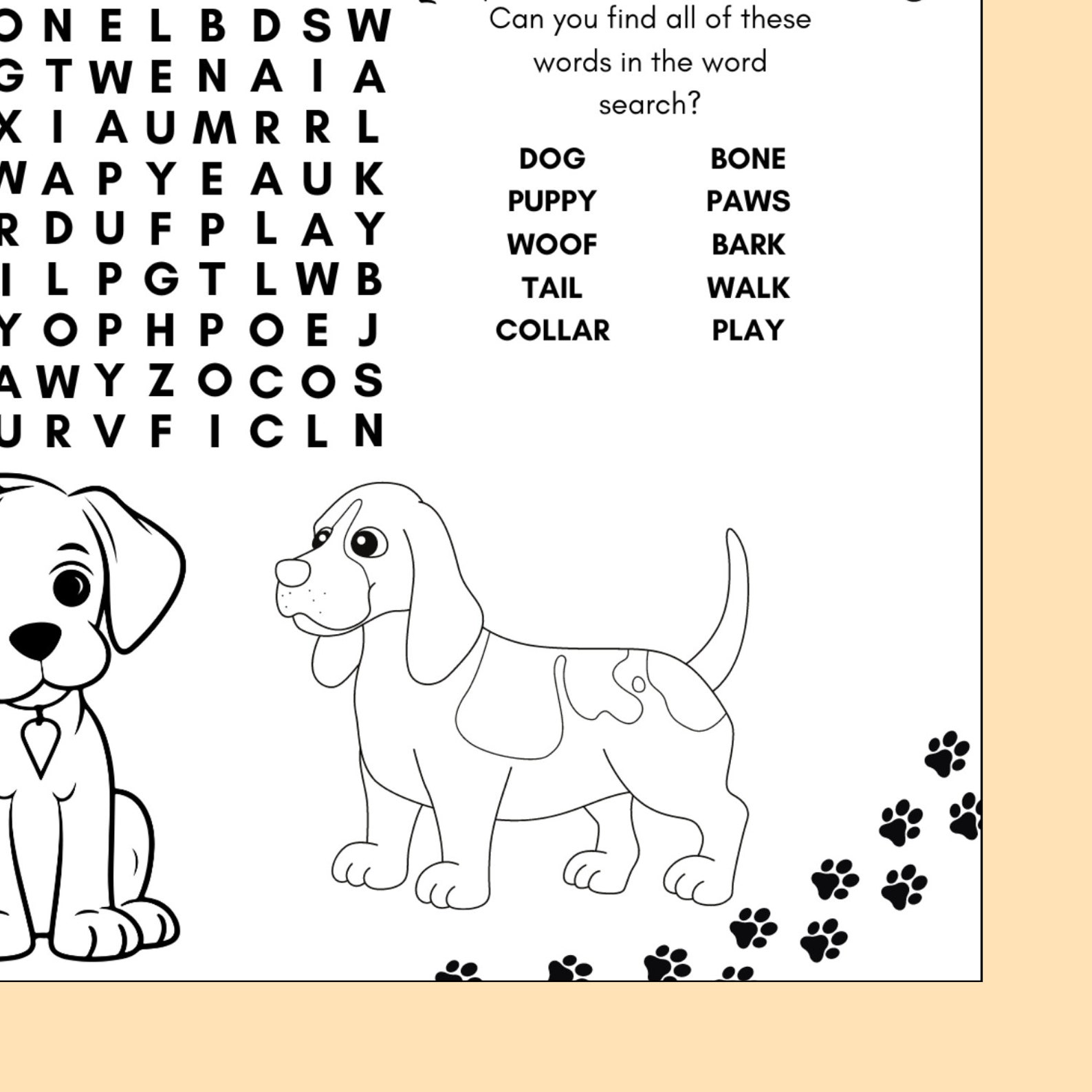 A4 Editable Dogs Activity Sheet - Canva Template Digital Download - Etsy