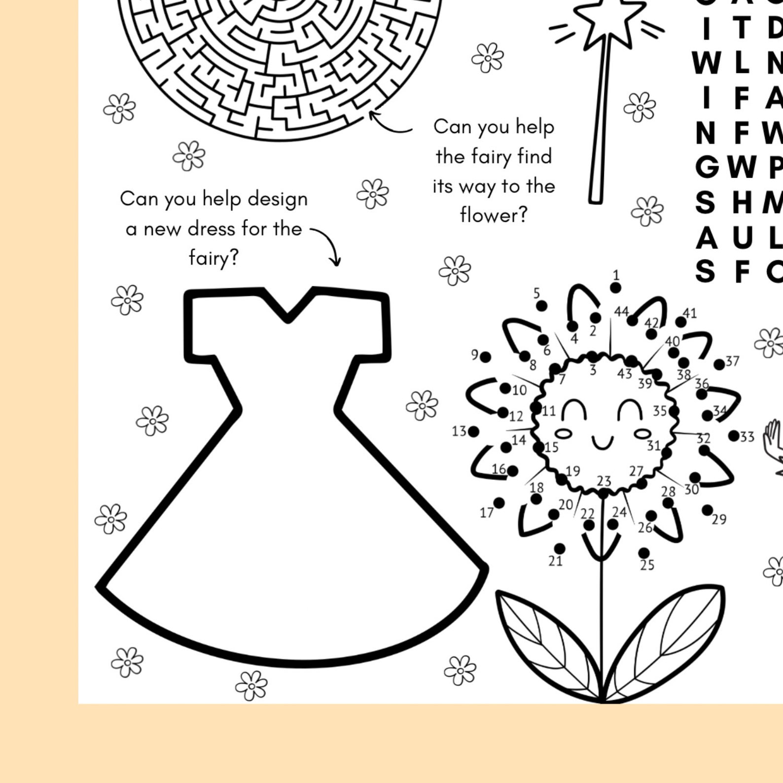 A4 Fairies Activity Sheet - Printable PDF Digital Download - Etsy