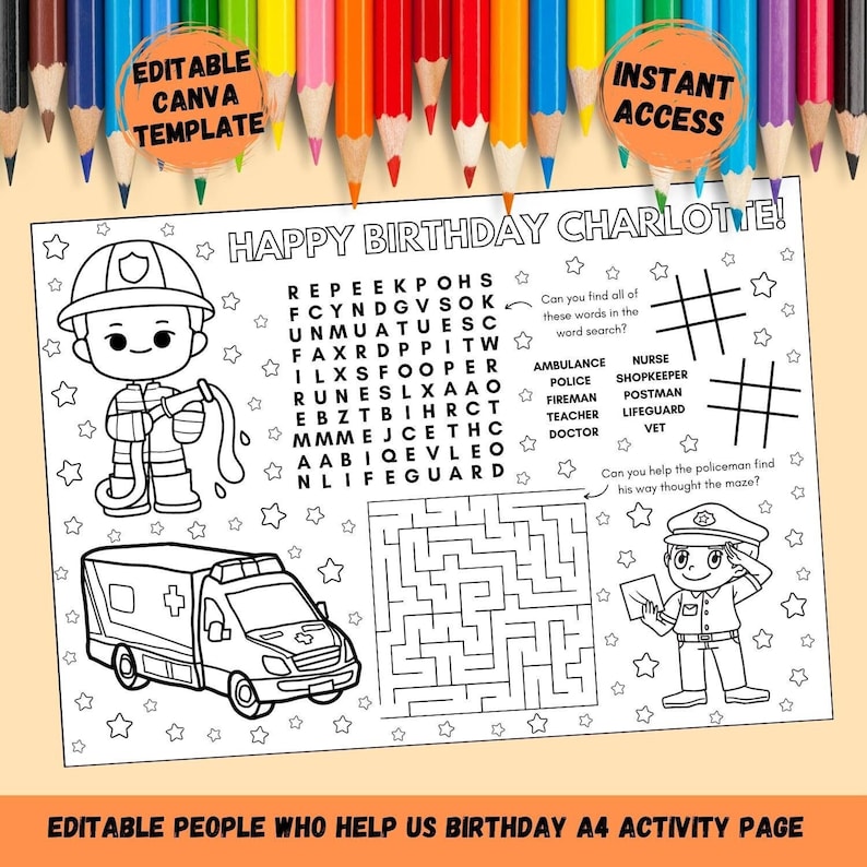 A4 People Who Help Us Birthday Activity Page | Fun & Educational ...