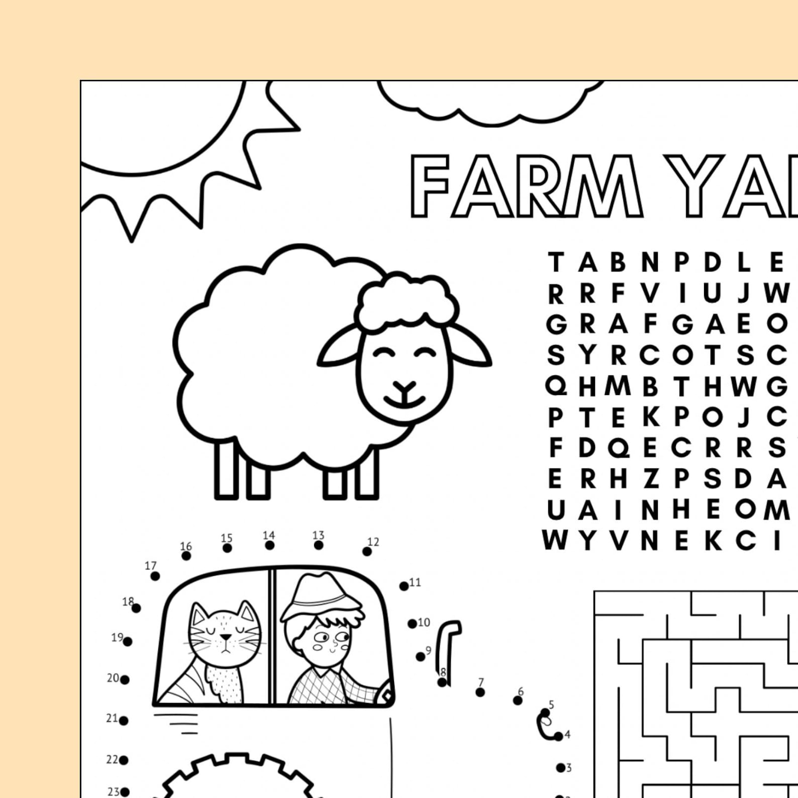 A4 Farm Yard Activity Sheet - Printable PDF Digital Download - Etsy