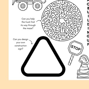 A4 Construction Activity Sheet - Printable PDF Digital Download - Etsy
