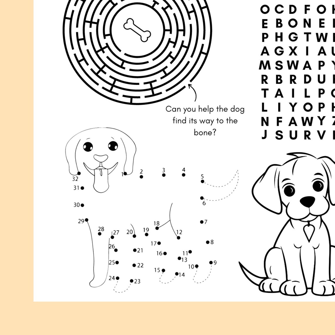 A4 Dogs Birthday Activity Sheet - Printable PDF Digital Download - Etsy