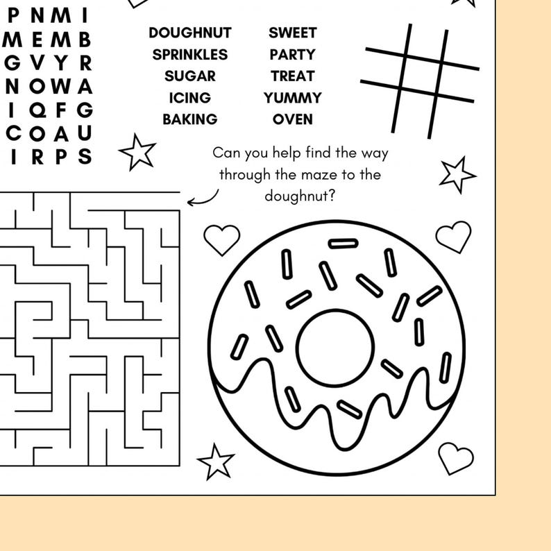 A4 Doughnut Activity Page PDF (digital Download) - Etsy