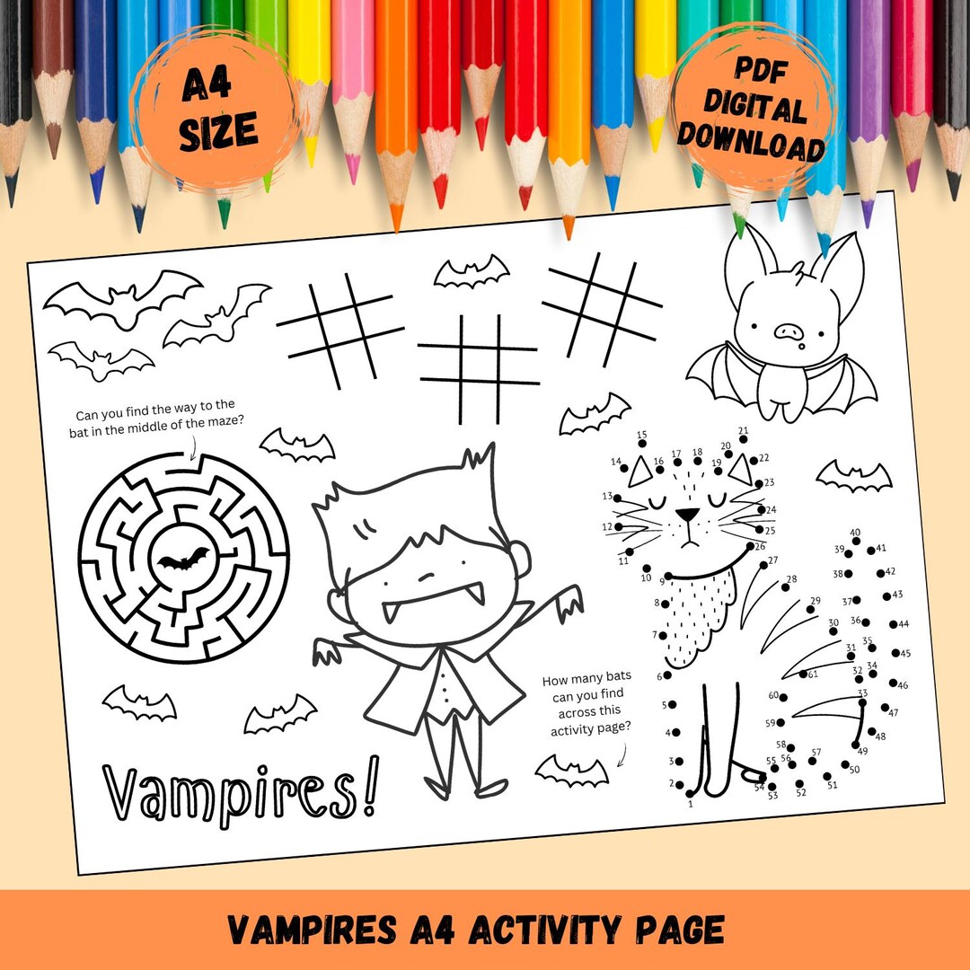 Halloween Vampires Activity Page PDF | A4 Printable Halloween Game ...