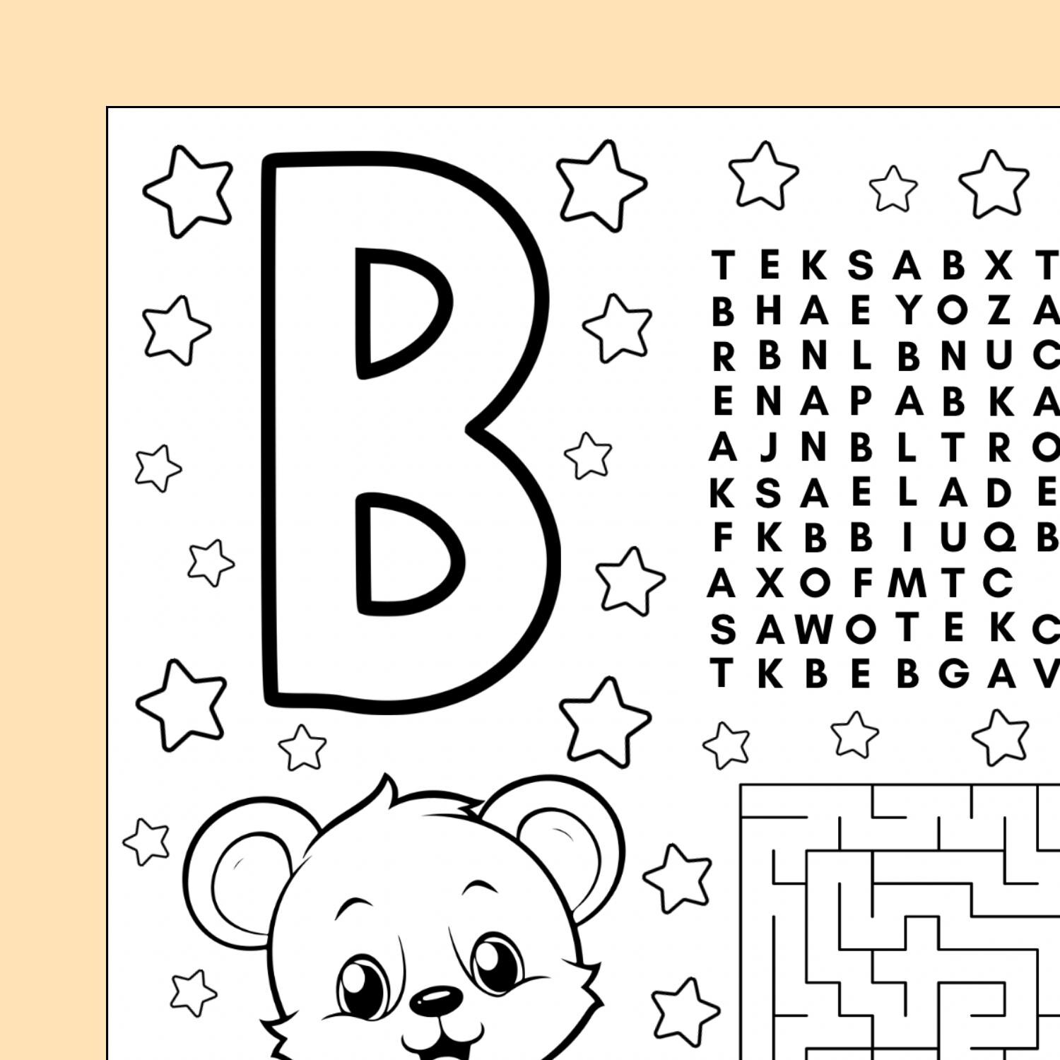 A4 Letter "b" Alphabet Activity Sheet - Educational PDF Digital ...